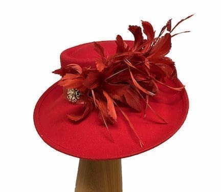 Asymmetric red wool hat. Nadia - Fascinated by Hats